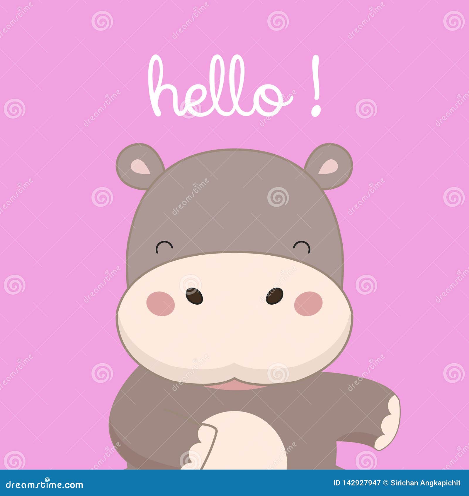 Hippo says Hello. stock vector. Illustration of farm - 142927947