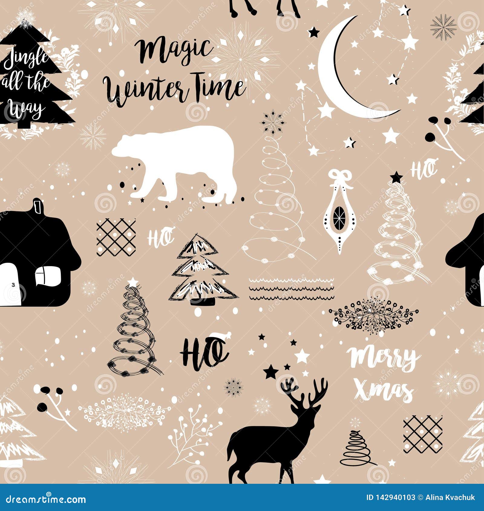 Winter Background. Seamless Pattern Illustration. Collection Pattern of ...