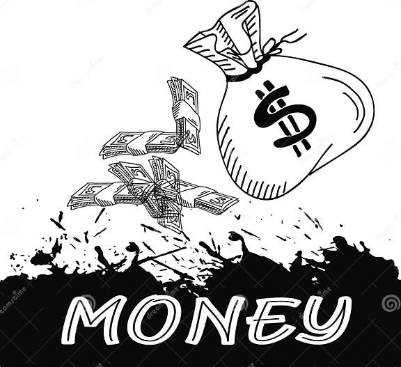 Money Text and Money Bag Design Stock Vector - Illustration of ...