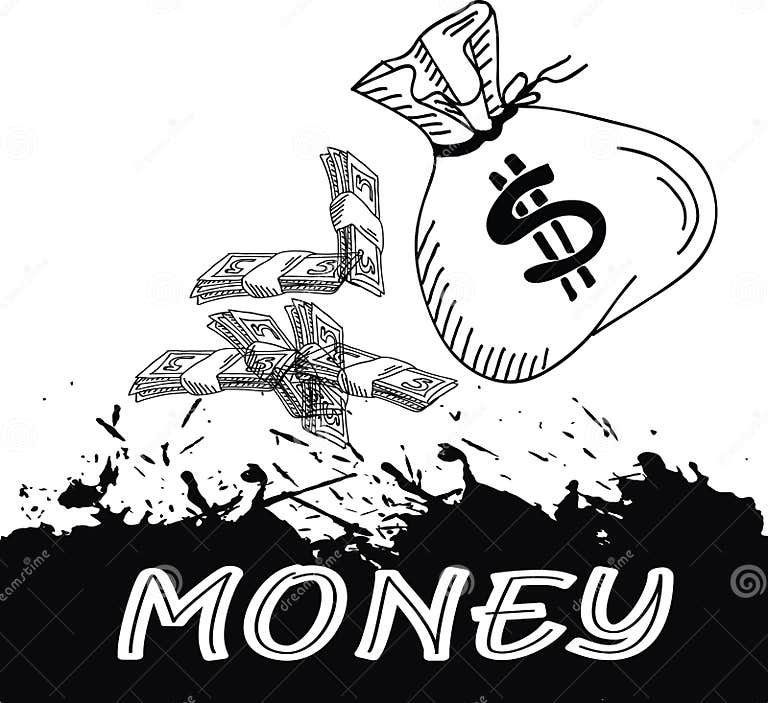 Money Text and Money Bag Design Stock Vector - Illustration of ...