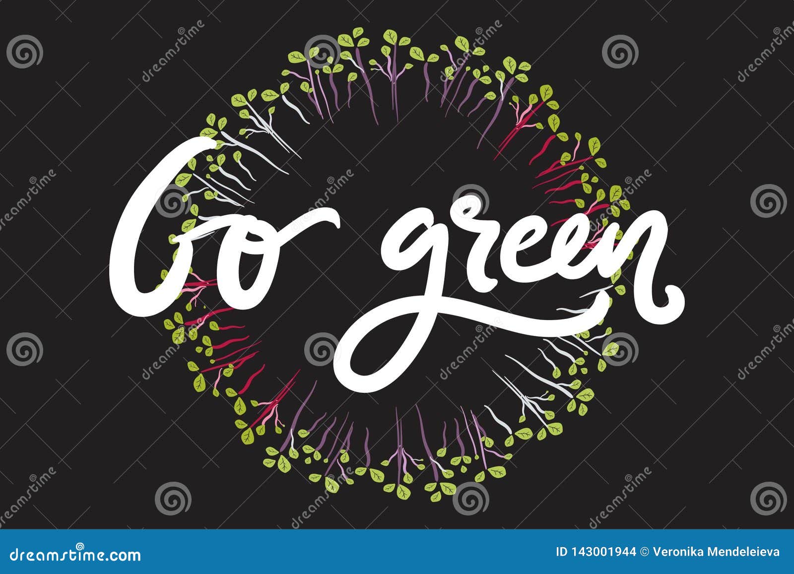 Go Green. Hand Lettering Motivation Quote Stock Vector - Illustration ...