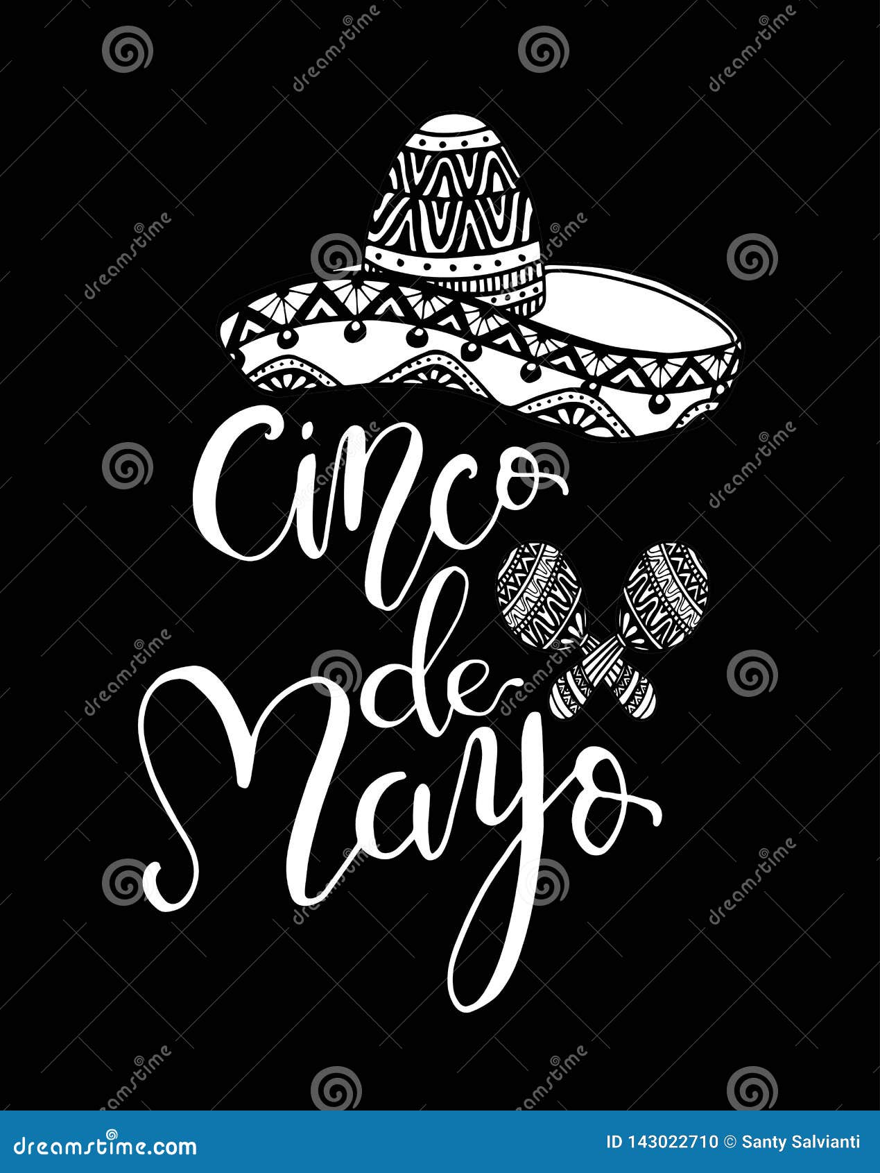 Cinco De Mayo Hand Written Lettering Quote with Sombrero. Modern Brush ...