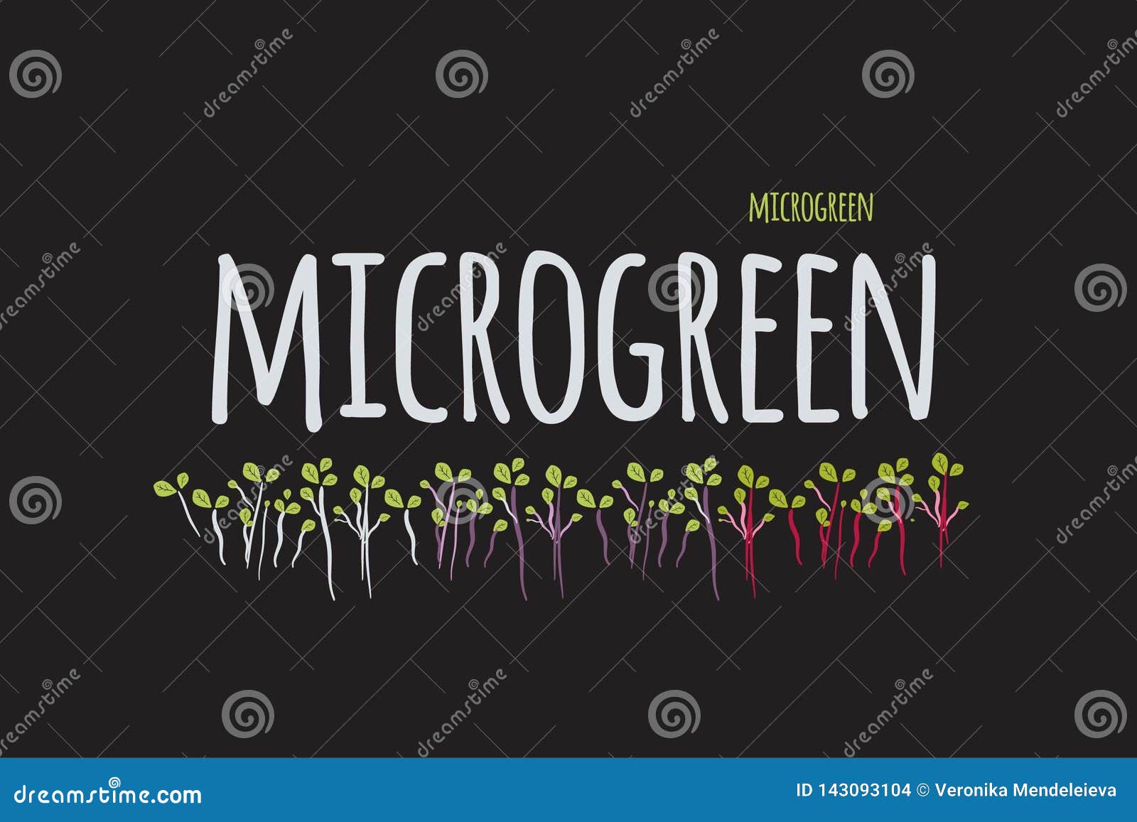 Microgreen Logo Hand Drawn Illustration Stock Vector - Illustration of ...