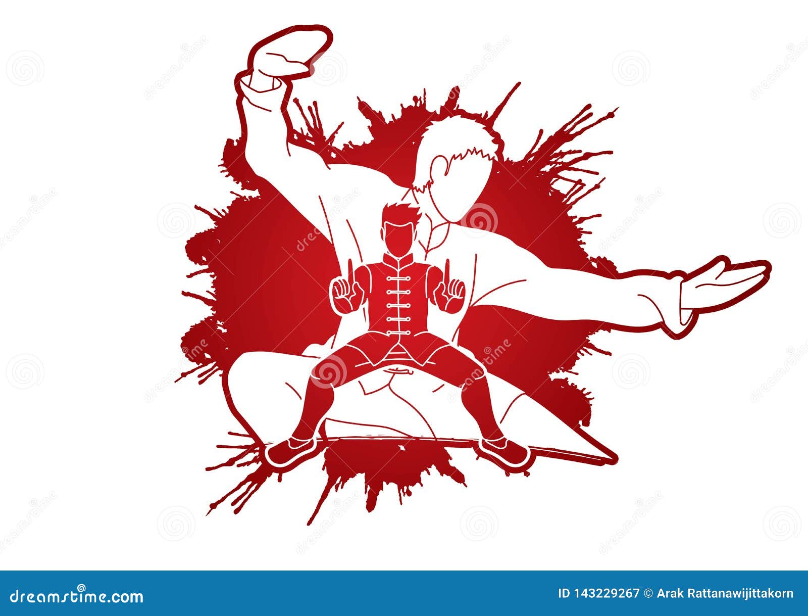 Kung Fu Fighter, Martial Arts Action Pose Cartoon Stock Vector ...