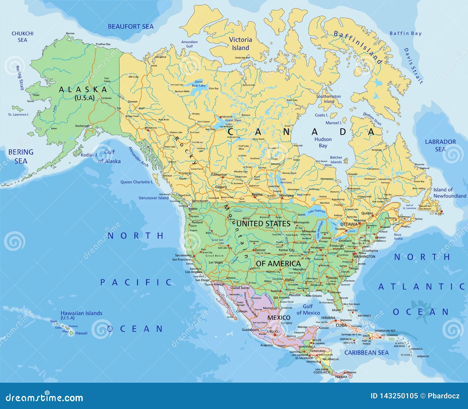 North America - Highly Detailed Editable Political Map. Stock Vector ...