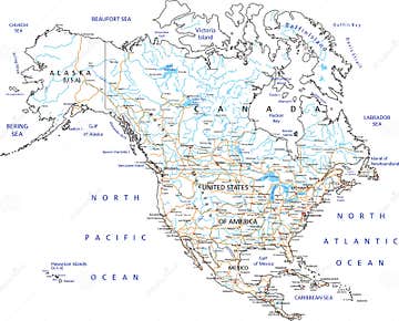 High Detailed North America Road Map with Labeling. Stock Vector ...