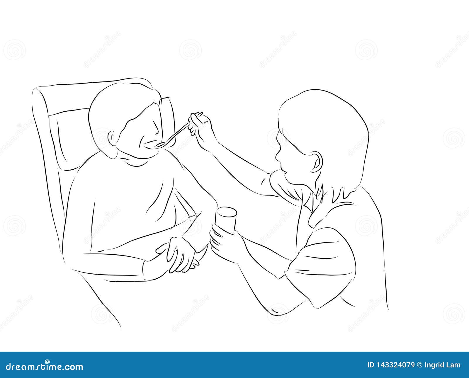 Nurse feeding patient stock vector. Illustration of cute - 143324079