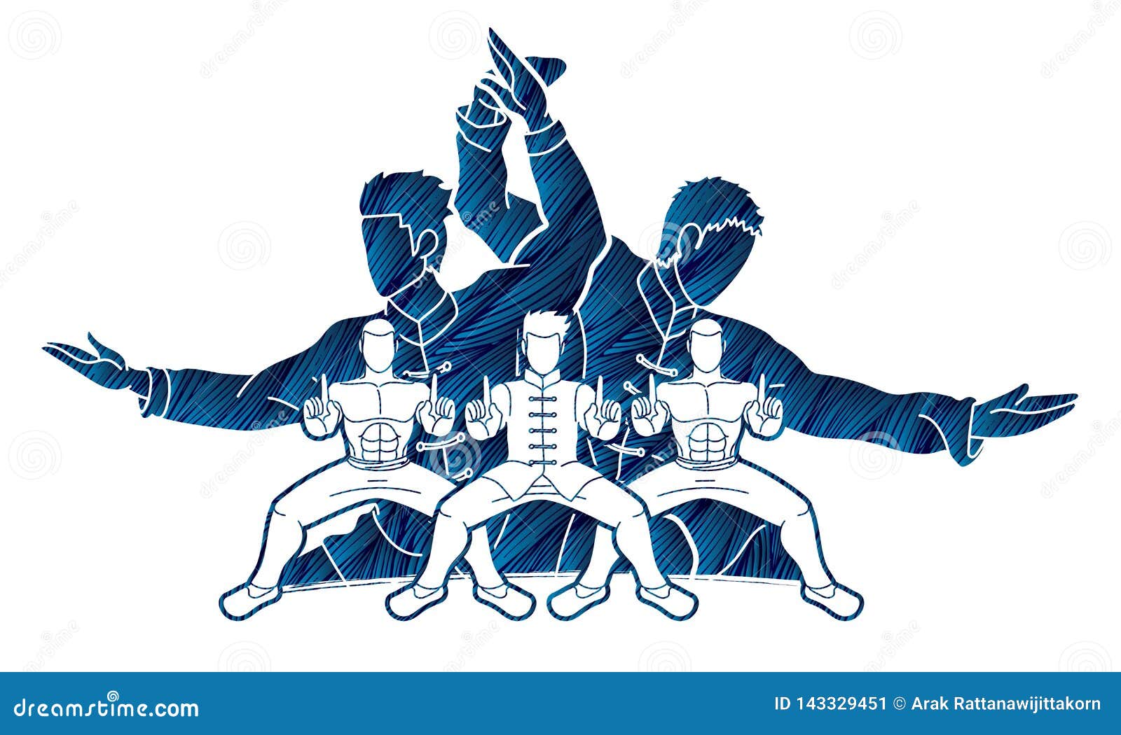 Kung Fu Fighter, Martial Arts Action Pose Cartoon Stock Vector ...