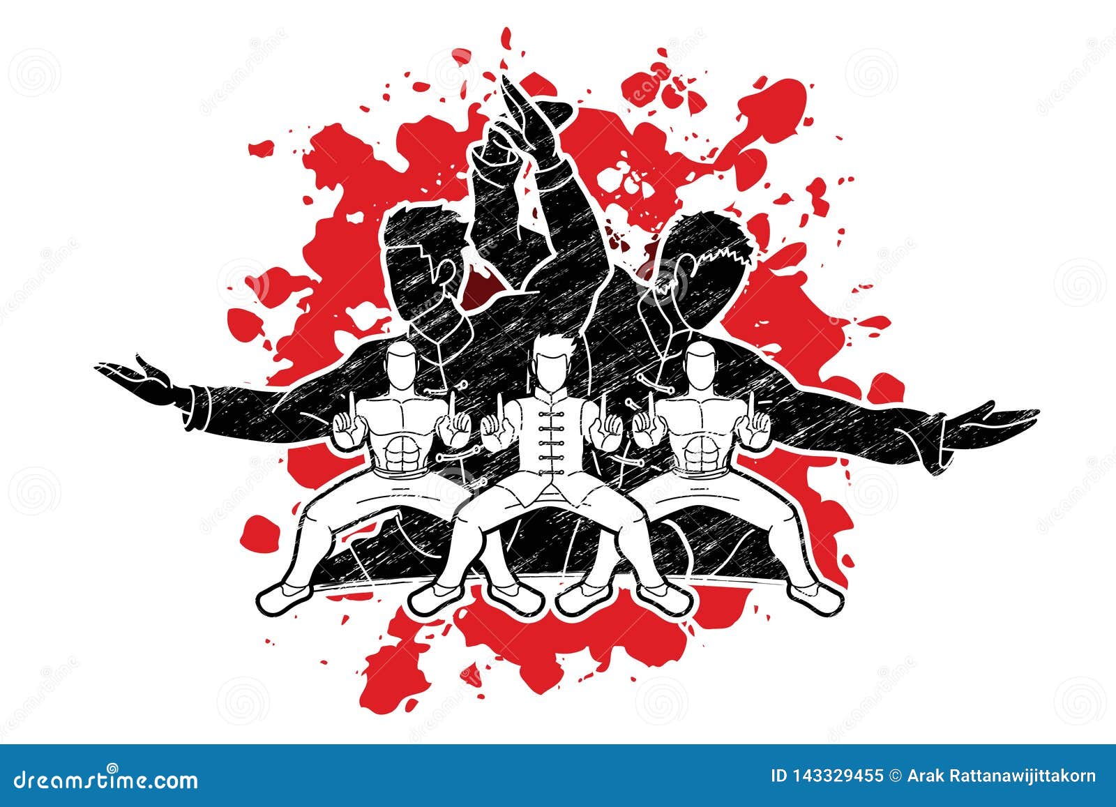 Kung Fu Fighter, Martial Arts Action Pose Cartoon Stock Vector ...