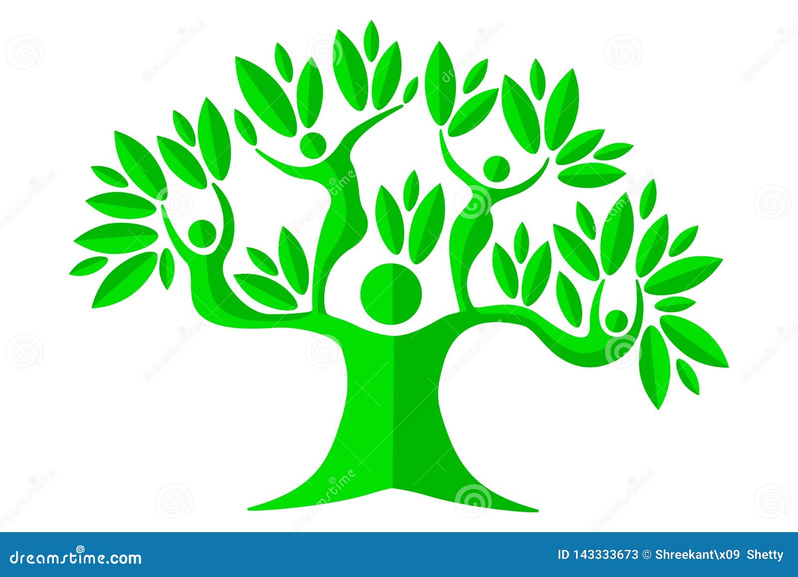 Green Color Family Nature Tree, Team Symbol Stock Vector - Illustration ...
