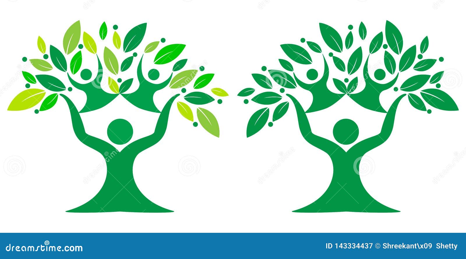Green Color Family Nature Tree, Team Symbol Stock Vector - Illustration ...