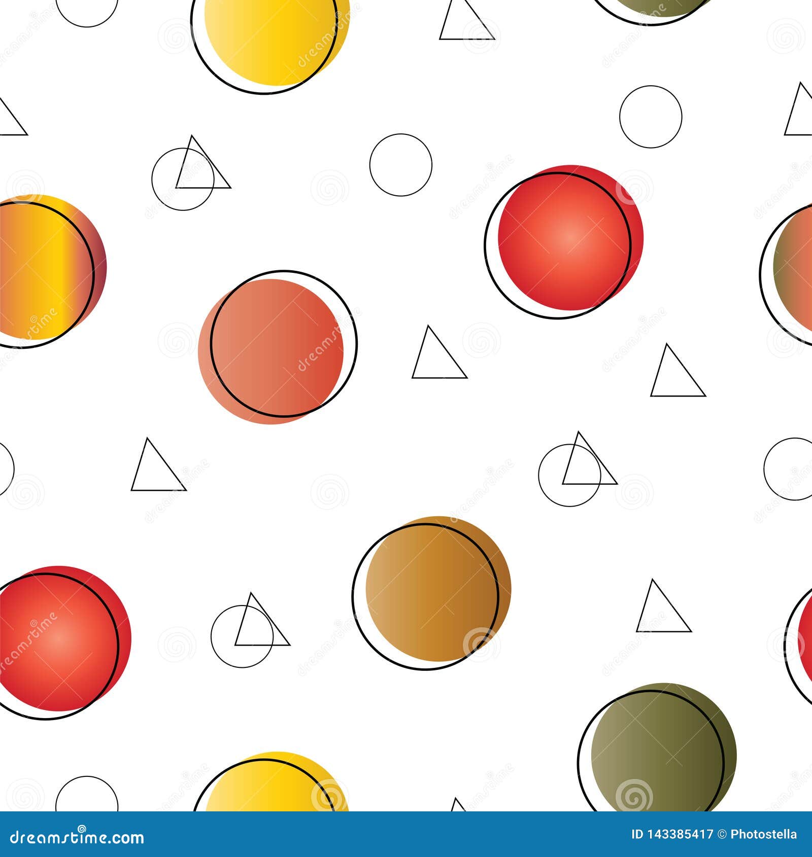 Seamless Pattern with Abstract Geometrical Shapes in Multiple Colors ...