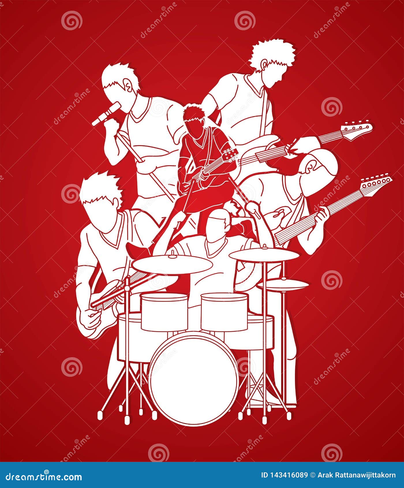 Musician Playing Music Together, Music Band Graphic Stock Vector ...