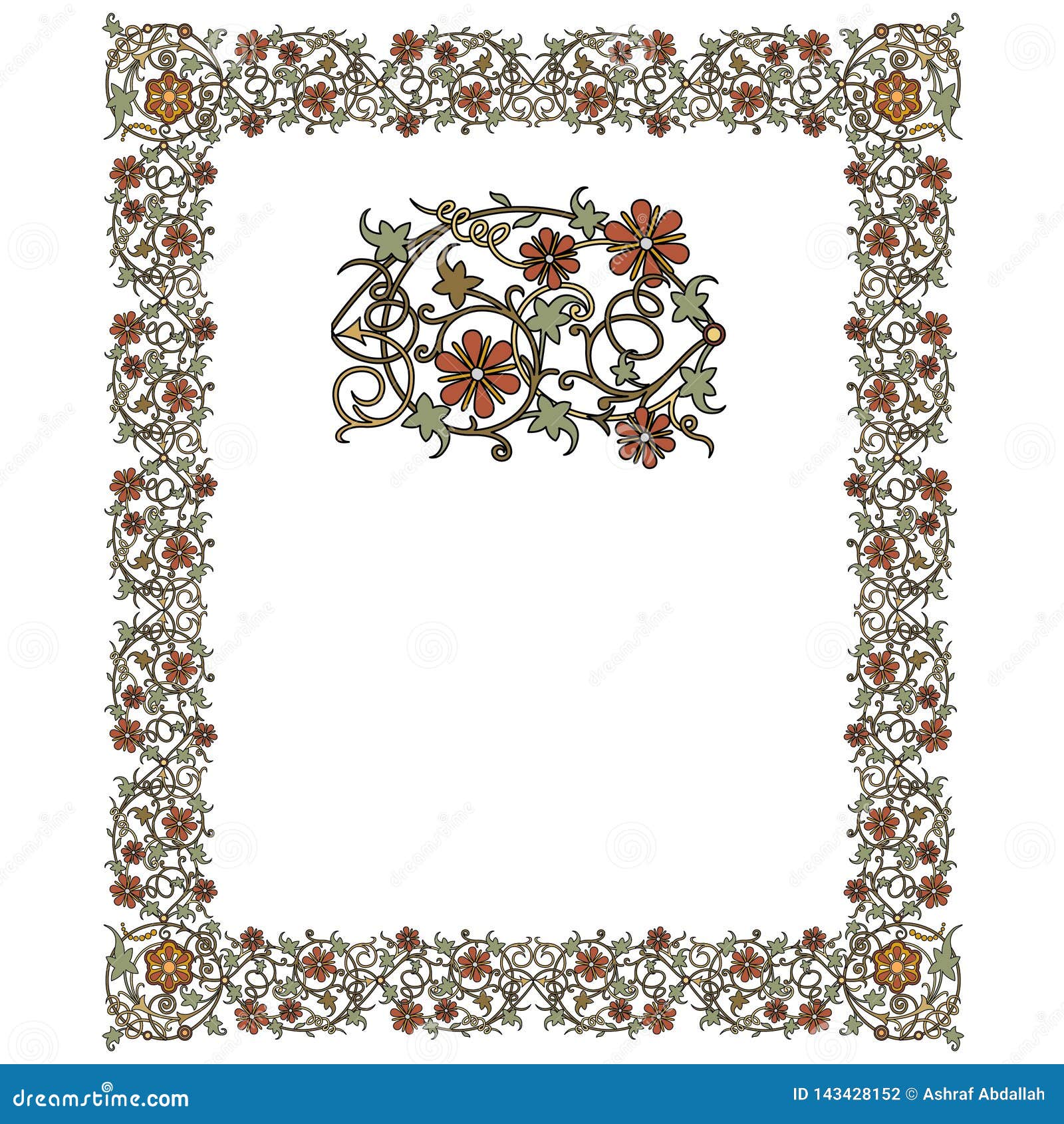 Old World Borders Vector - Tiled Frame in Plant Leaves and Flowers ...