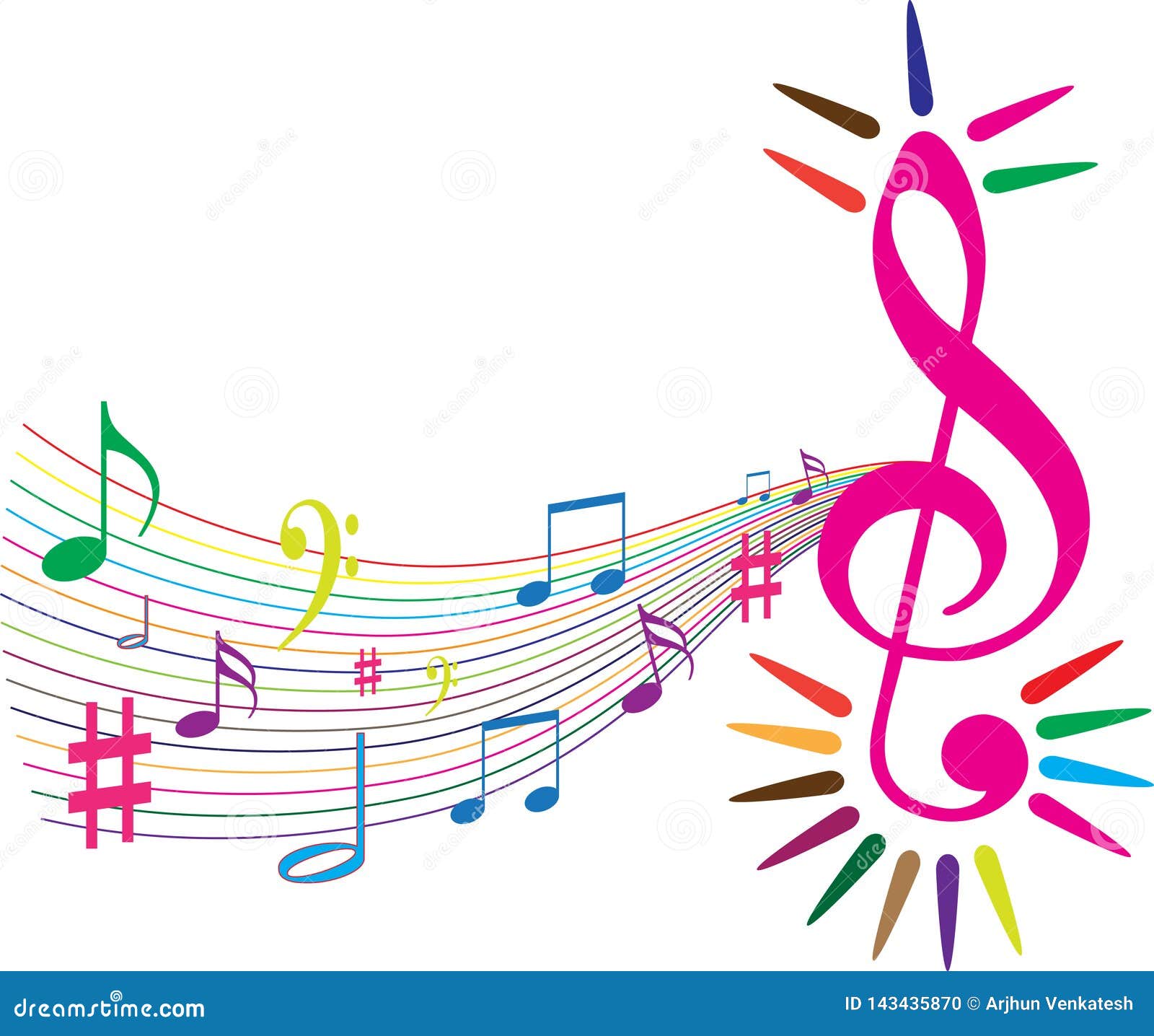 Element Colors Music Notes on White Background Illustration Stock ...