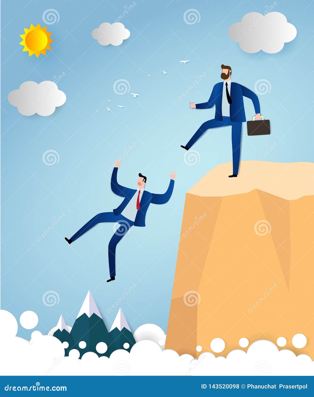 Businessman Being Kicked Out, Businessman Renegade, Paper Art Style ...