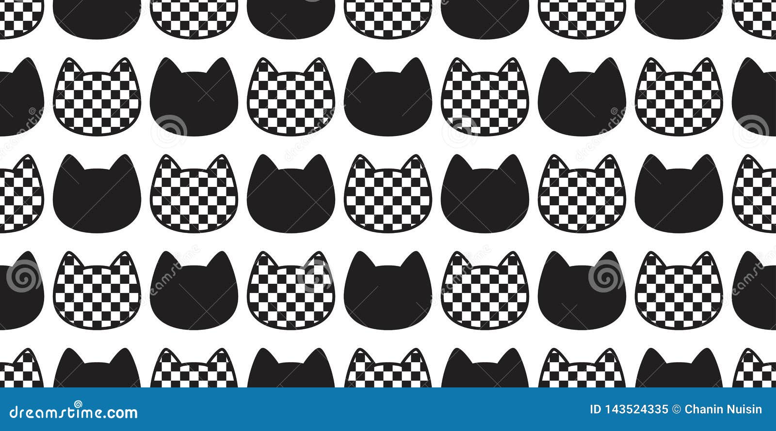Cat Seamless Pattern Vector Head Kitten Calico Pet Checked Scarf ...
