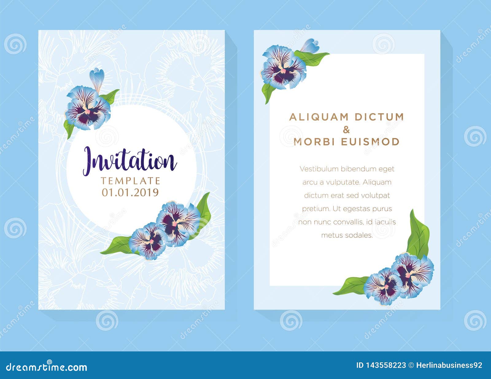 Blue Flower Invitation Design Stock Vector - Illustration of indigo ...