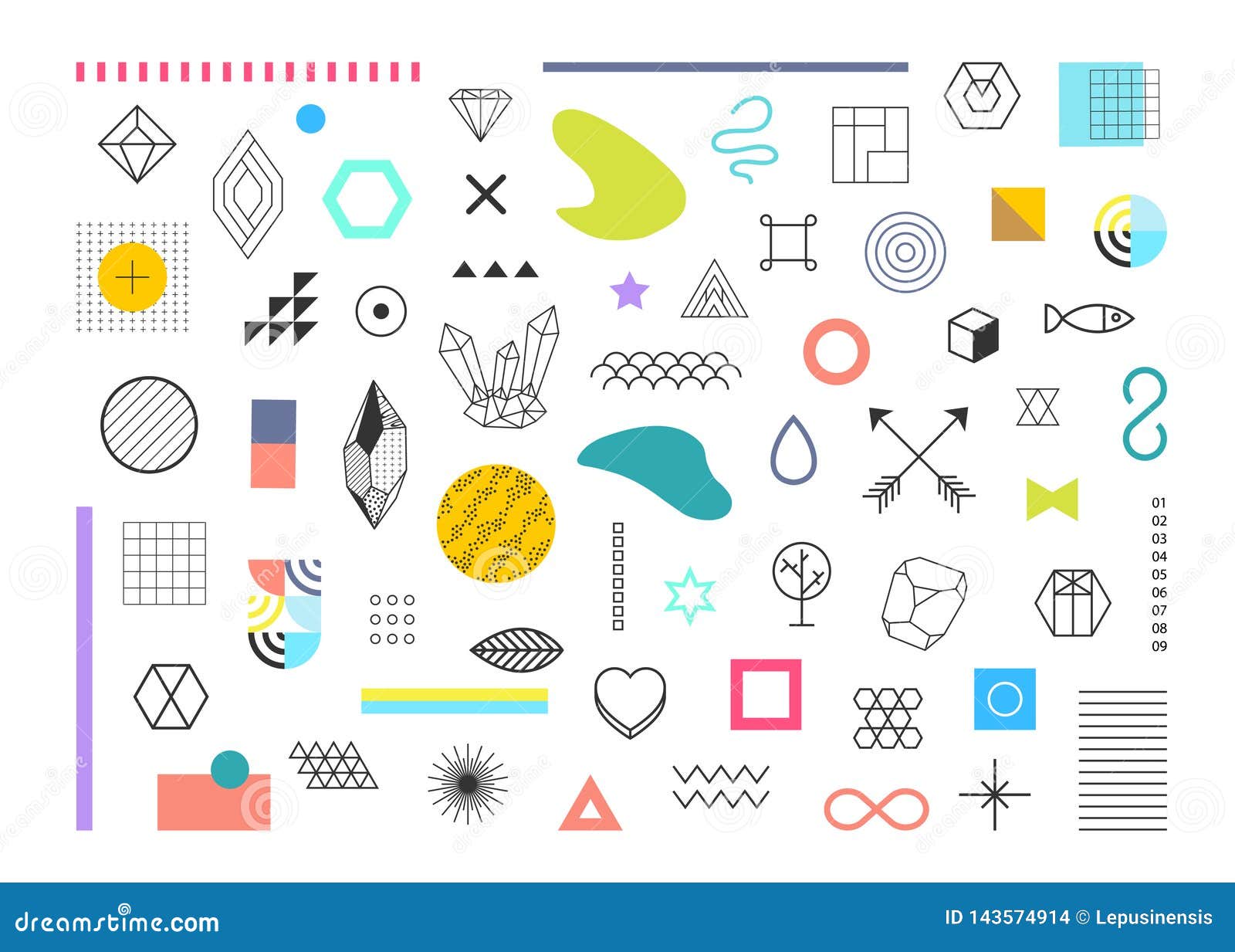 Mega Set of Memphis Design Elements, Template for Your Project. Stock ...