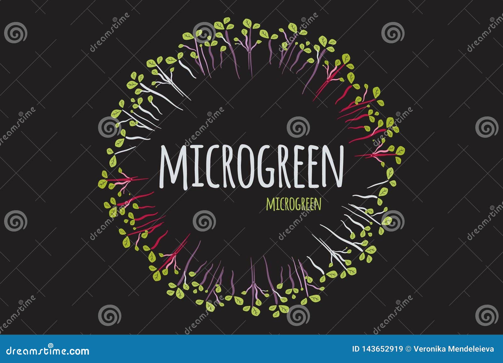 Microgreen Logo Hand Drawn Illustration Stock Vector - Illustration of ...