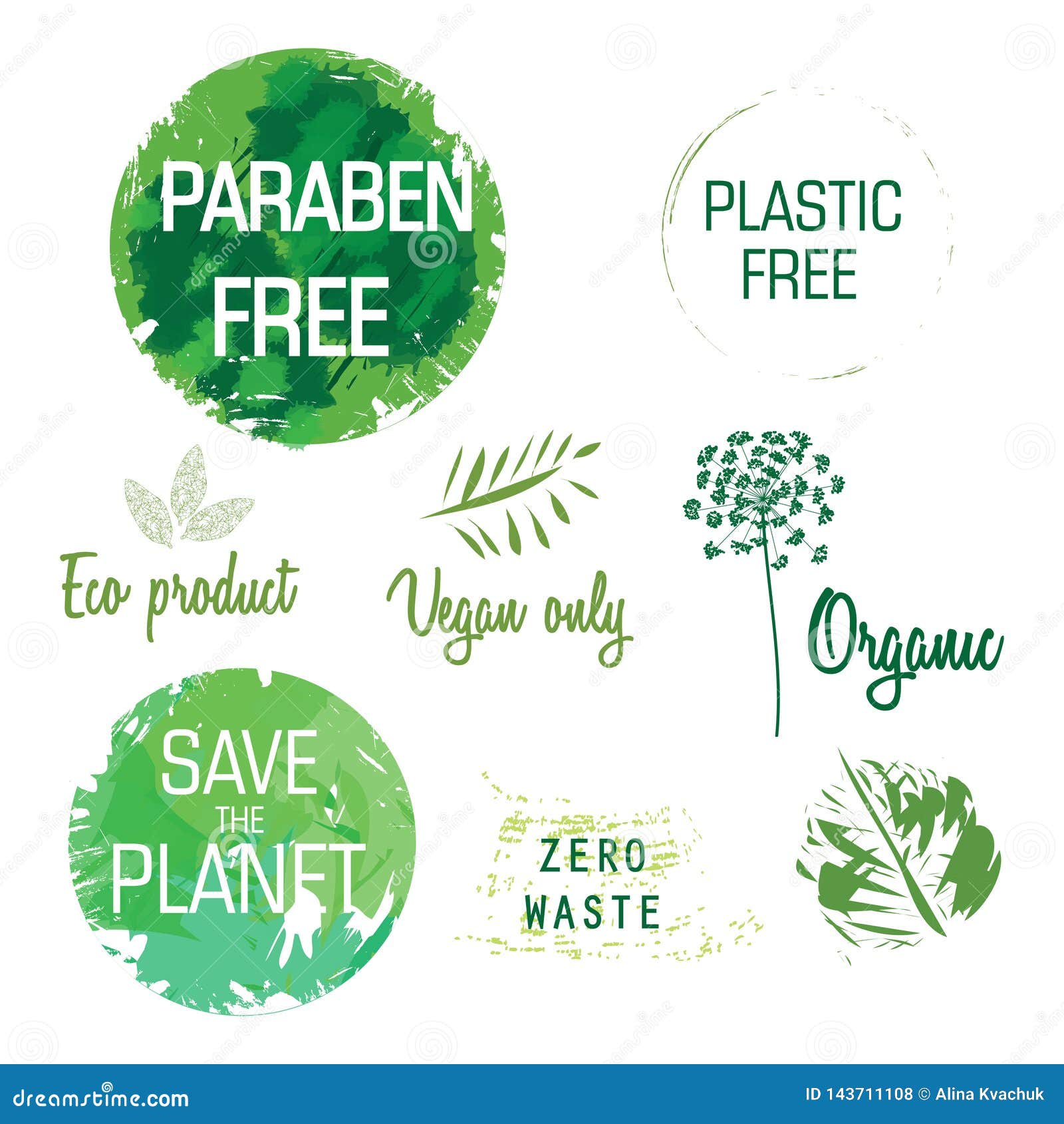 Vector Set of Eco, Bio Green Logo, Sticker, Sign. Organic Design ...