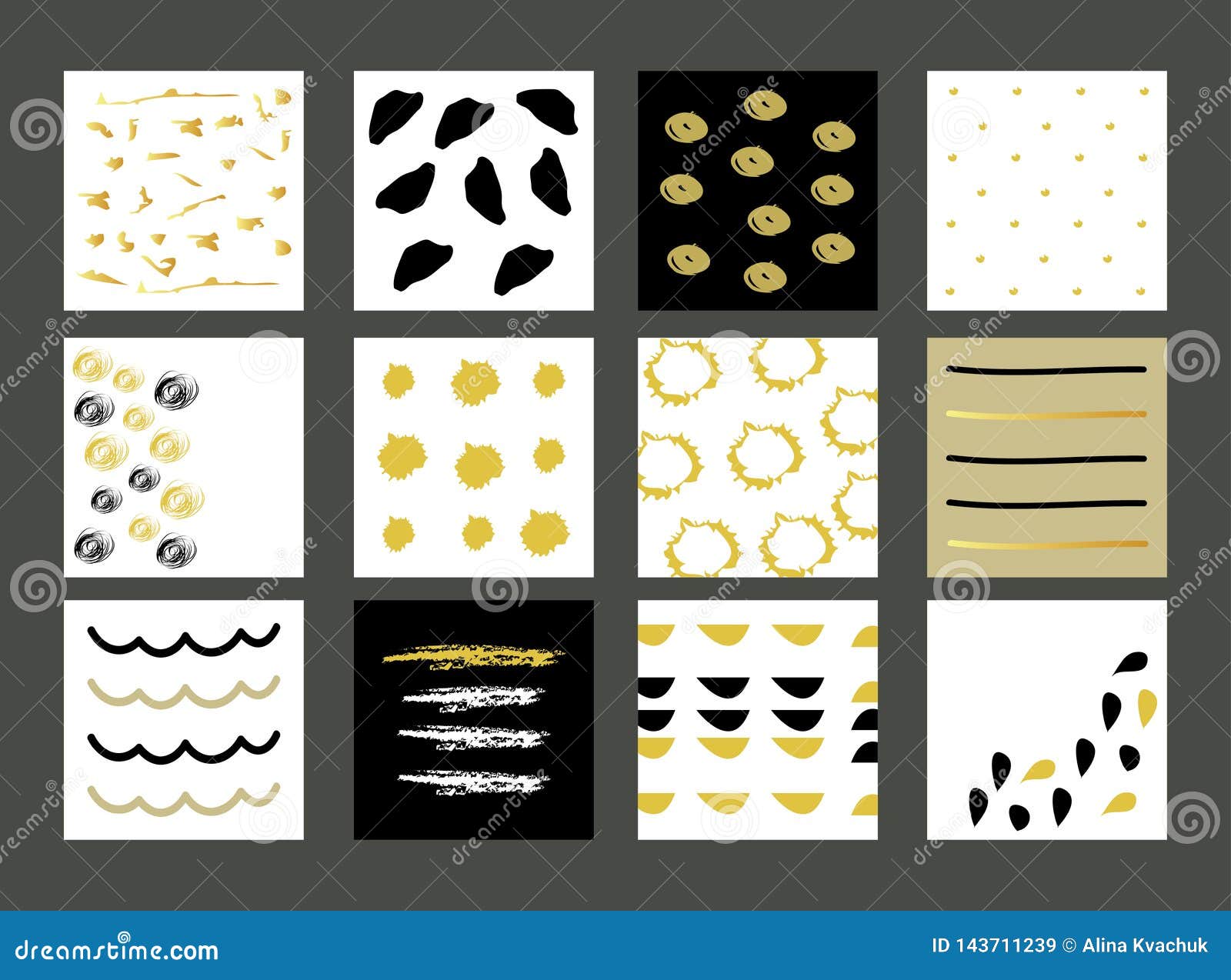 Set of 12 Creative Cards. Hand Drawn Vector Textures Stock Vector ...