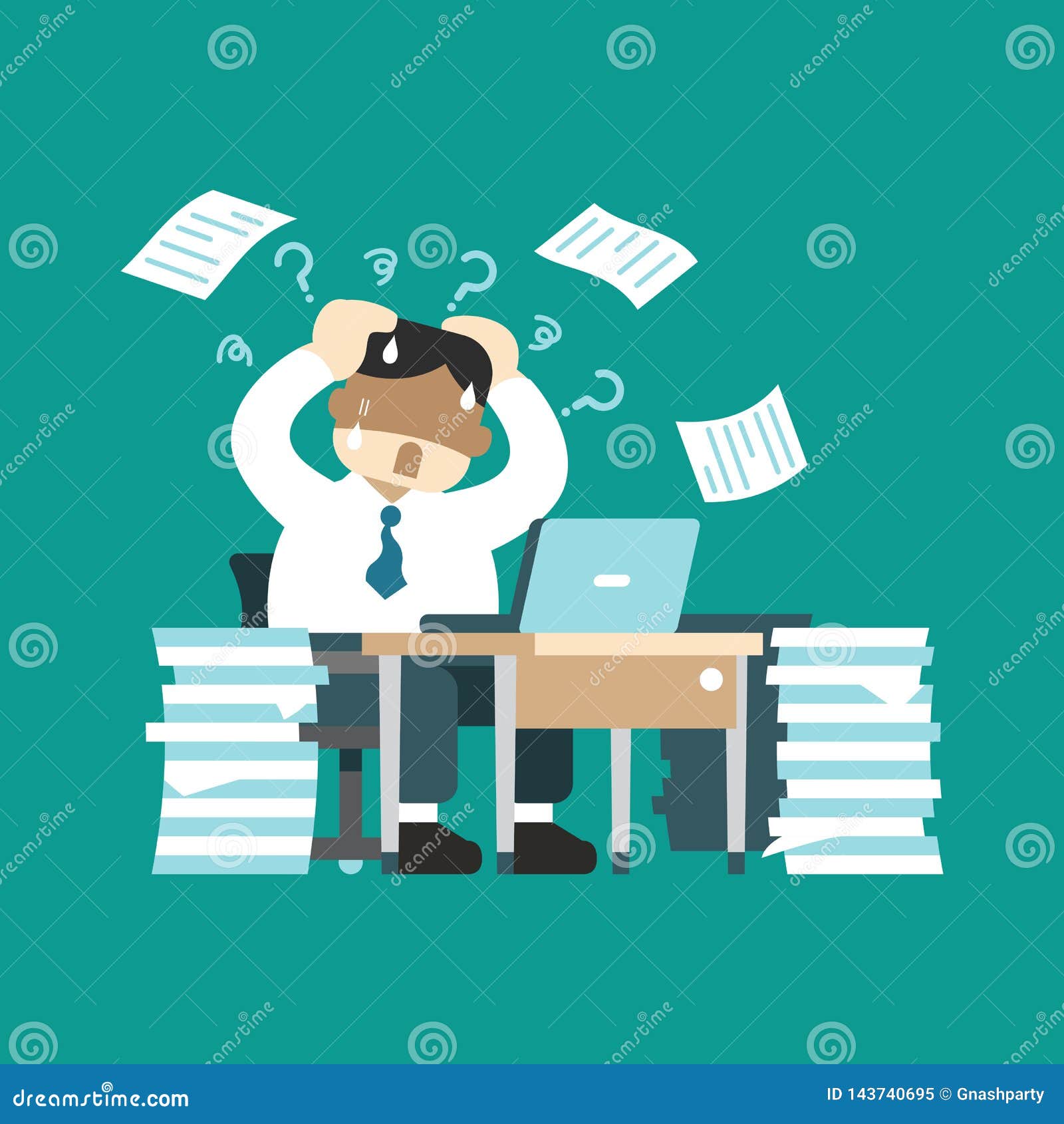 Cartoon Of Stressed Arab Businessman Contemplate Think Hard For Ideas ...