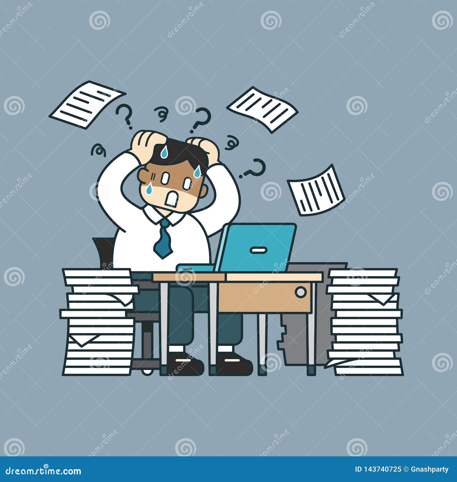 Cartoon Of Stressed Arab Businessman Contemplate Think Hard For Ideas ...