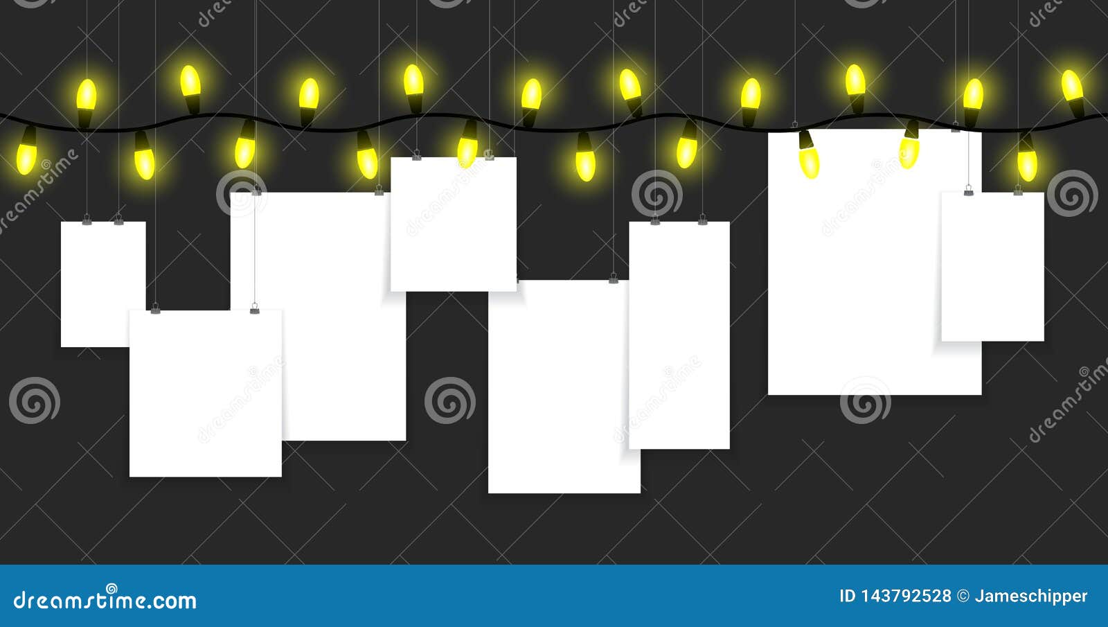 Light Bulbs with Paper Hanging Stock Vector - Illustration of hang ...