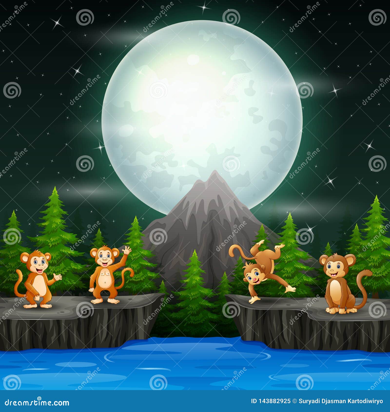 Two Happy Monkeys With Blank Board Cartoon Vector | CartoonDealer.com ...