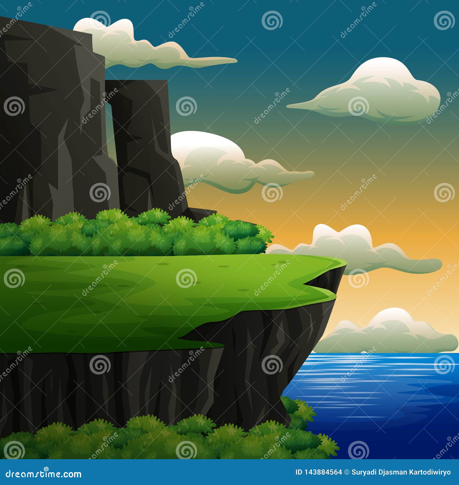 Nature Scene with High Cliff on the Seafront Stock Vector ...