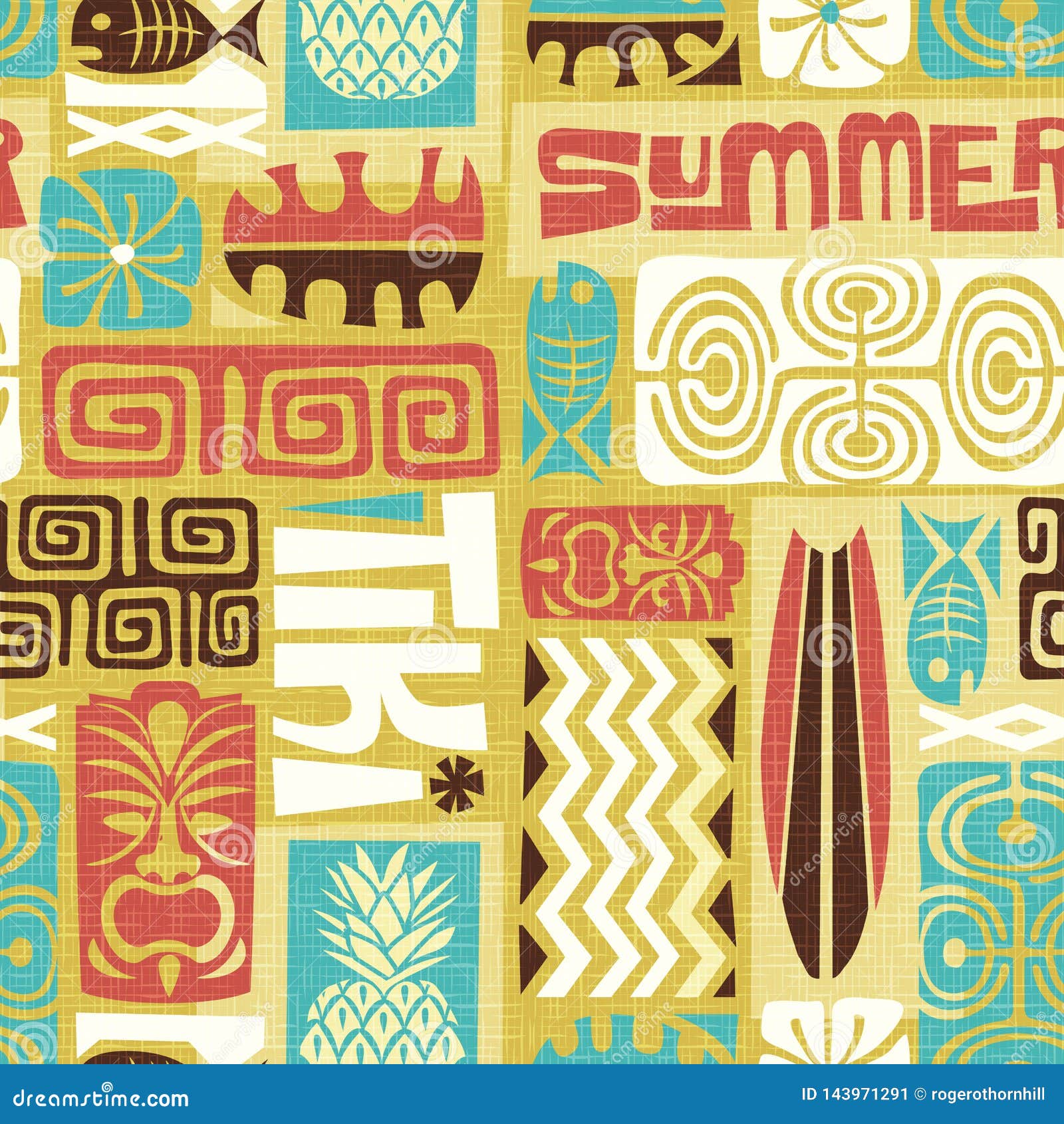 Seamless Exotic Tropical Tiki Pattern Stock Vector - Illustration of ...