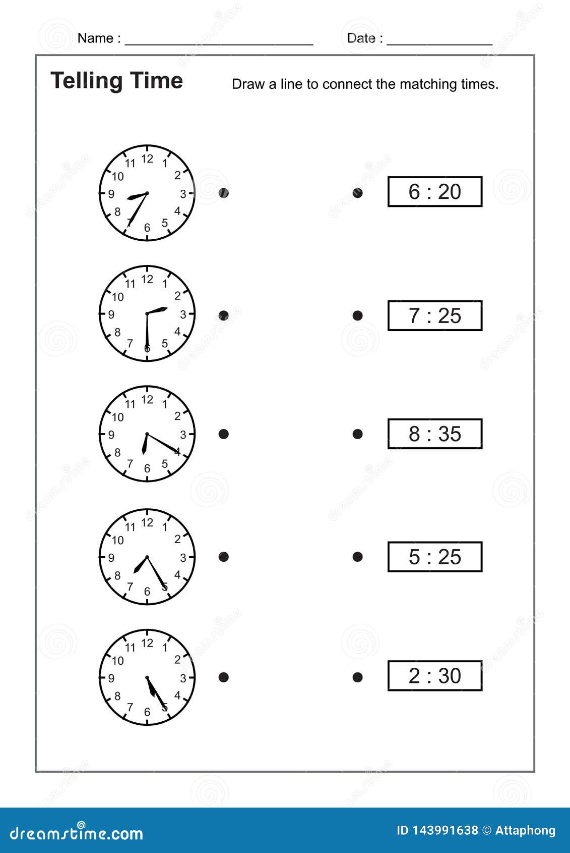 Telling Time Telling the Time Practice for Children Time Worksheets for ...