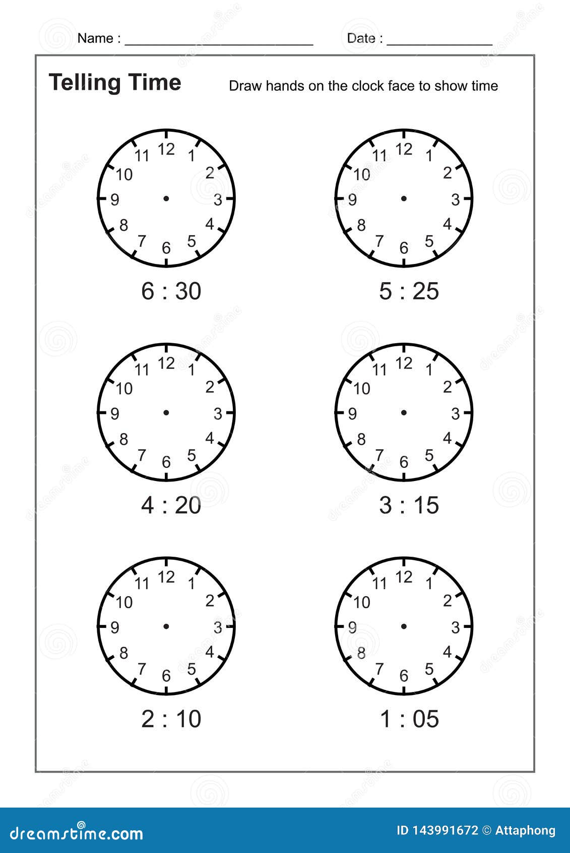Telling Time Telling the Time Practice for Children Time Worksheets for ...