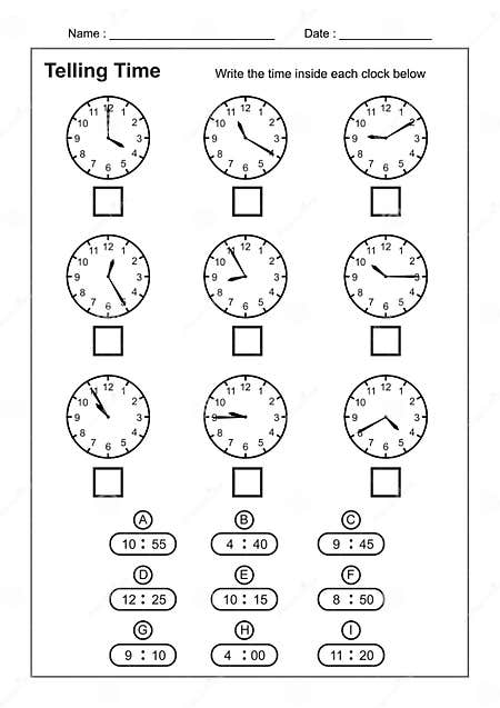 Telling Time Telling the Time Practice for Children Time Worksheets for ...