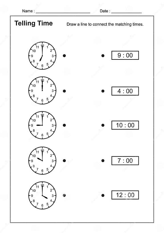 Telling Time Telling the Time Practice for Children Time Worksheets for ...
