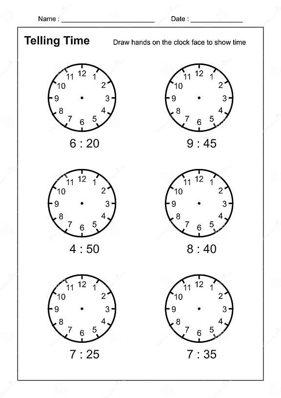 Telling Time Telling the Time Practice for Children Time Worksheets for ...