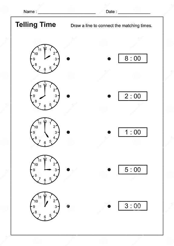Telling Time Telling the Time Practice for Children Time Worksheets for ...