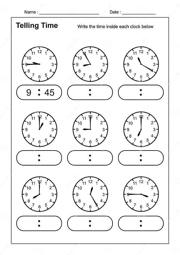 Telling Time Telling the Time Practice for Children Time Worksheets for ...