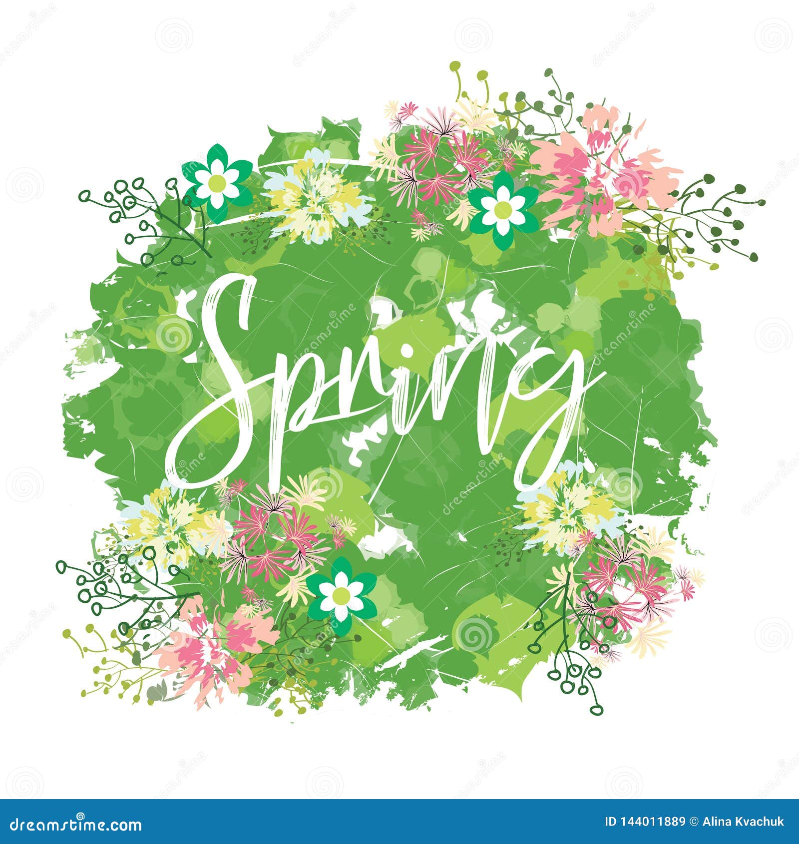 Large Spring Bouquet, a Variety of Spring Flowers on a Bright Spotted ...
