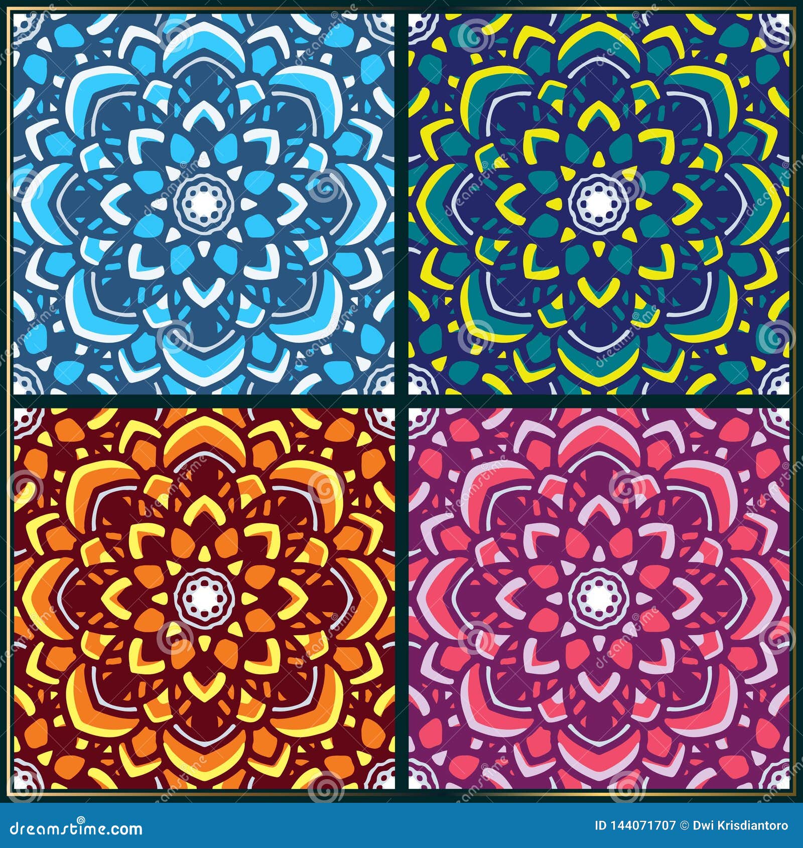 Vintage Seamless Pattern with Indian Mandala Art Ornament Stock Vector ...