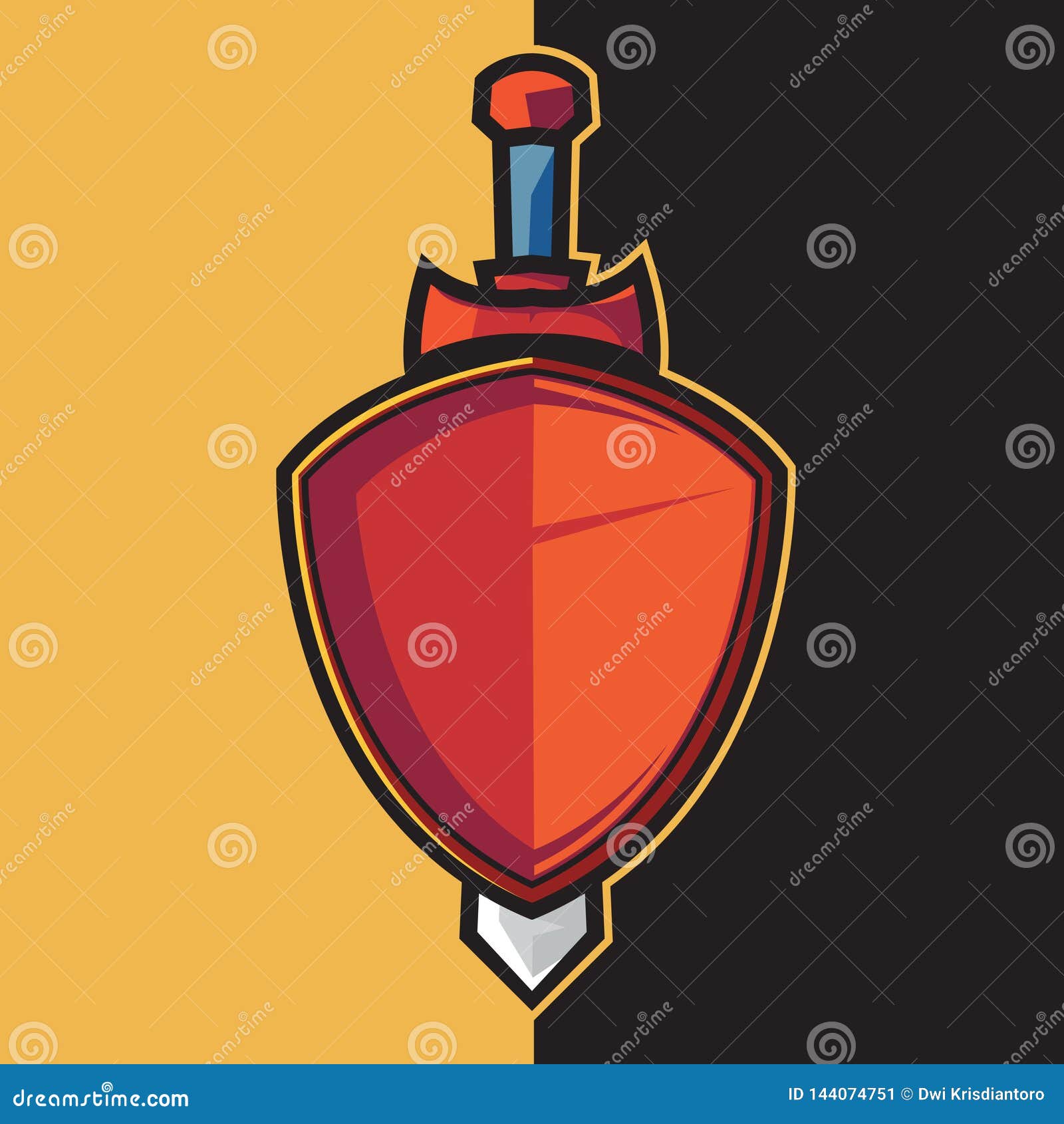 Badge Red Shield and Sword for Esport Logo Design Stock Vector ...