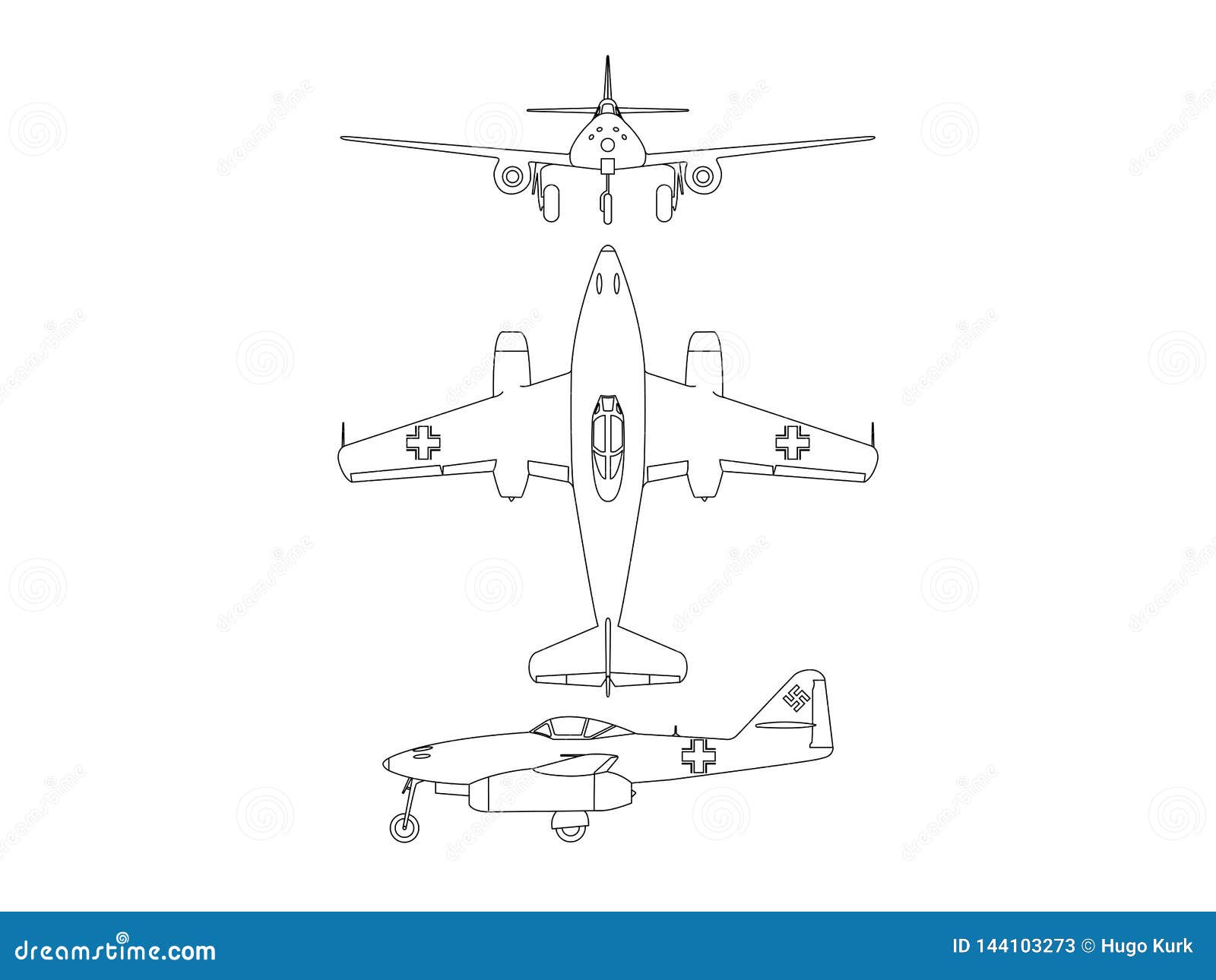 Messerschmitt Bf 109 Line Art Drawing Single Line Drawing Detailed ...