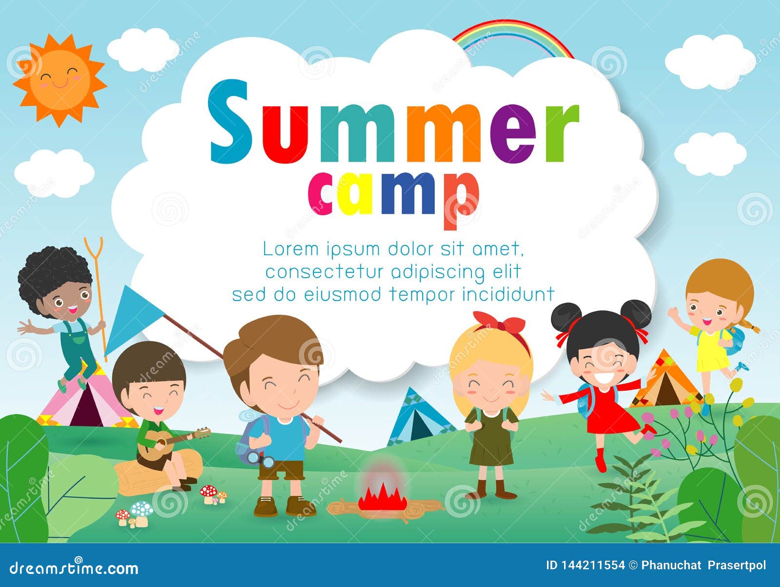 Kids Summer Camp Education Template for Advertising Brochure, Children ...