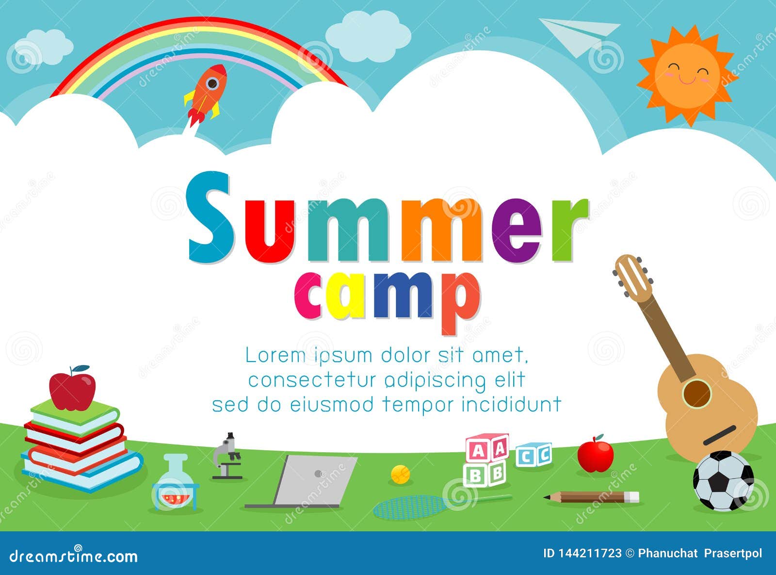 Kids Summer Camp Education Template for Advertising Brochure, Children ...
