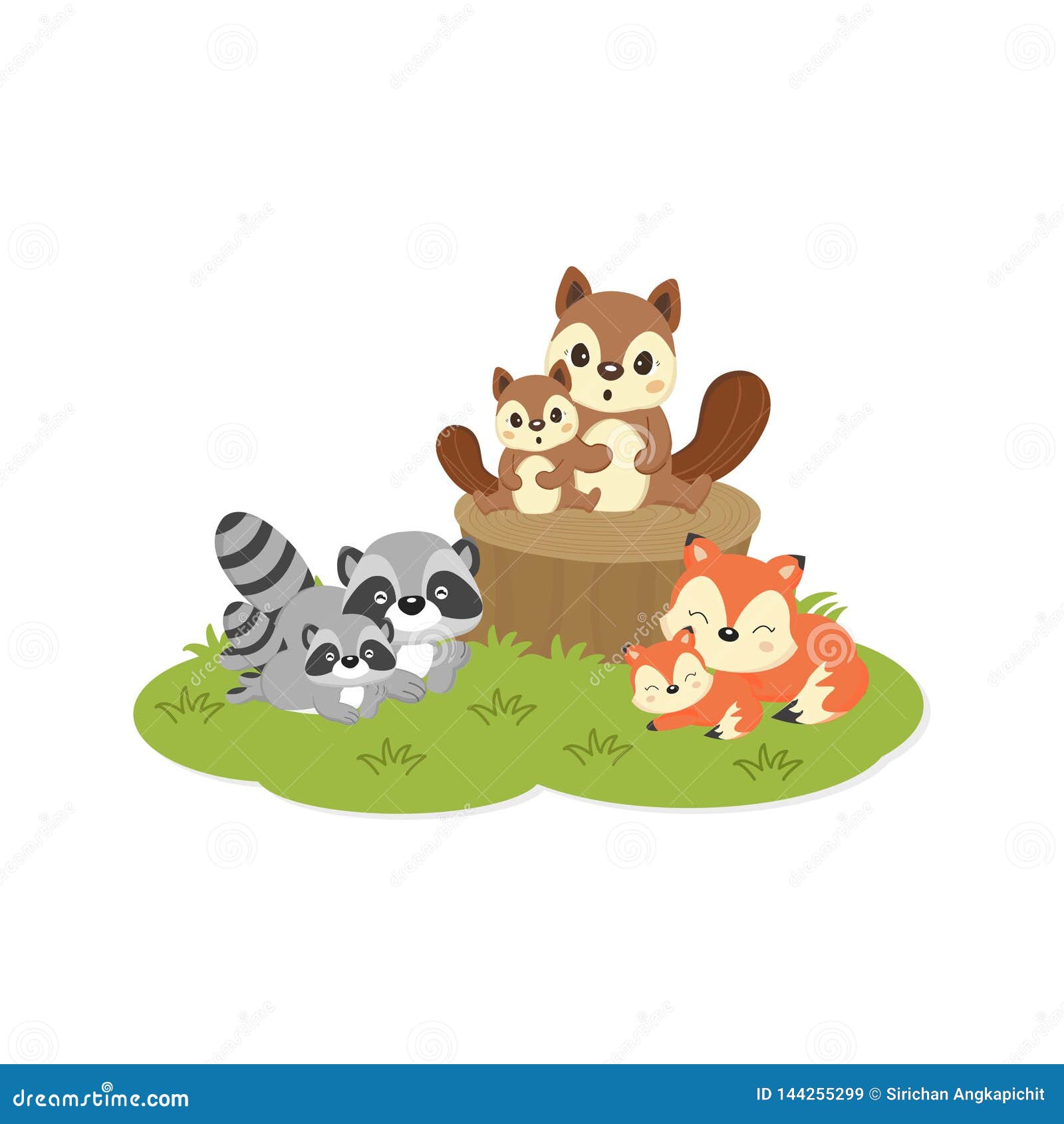 Family Squirrels Near His House, Play And Have Fun. Stock Photography ...