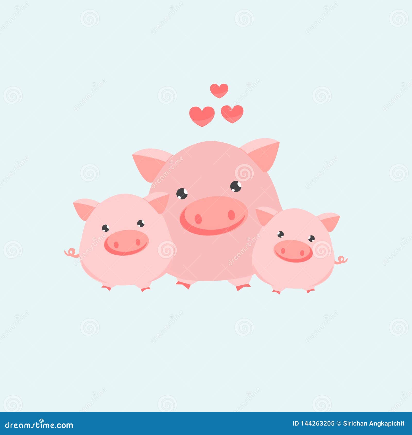 Happy Pig Family. Vector Illustration Stock Vector - Illustration of ...