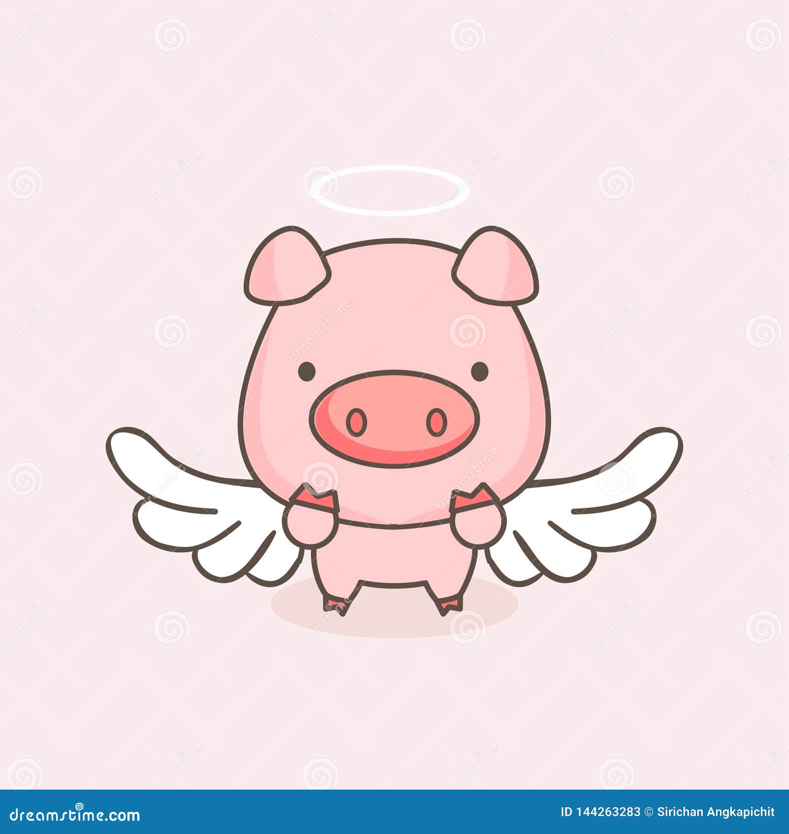 Cute angel pig cartoon. stock vector. Illustration of card - 144263283