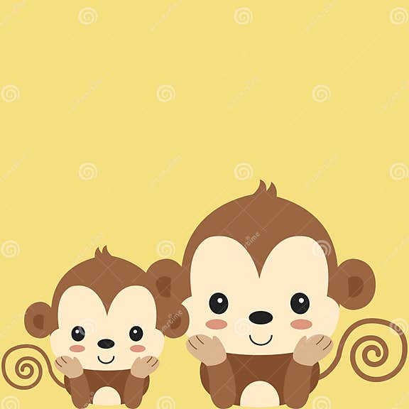 Cute Mom and Baby Monkey Cartoon. Stock Vector - Illustration of child ...