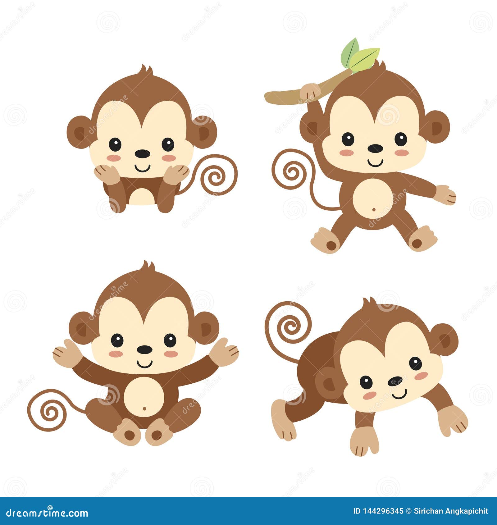 Little monkey cartoon. stock vector. Illustration of jungle - 144296345